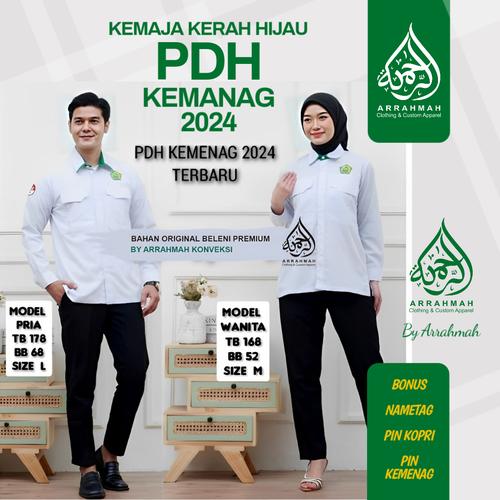 Jual BARU Baju Pdh Putih Pria Wanita Kemeja Dinas KEMENAG 2024 Lengan ...