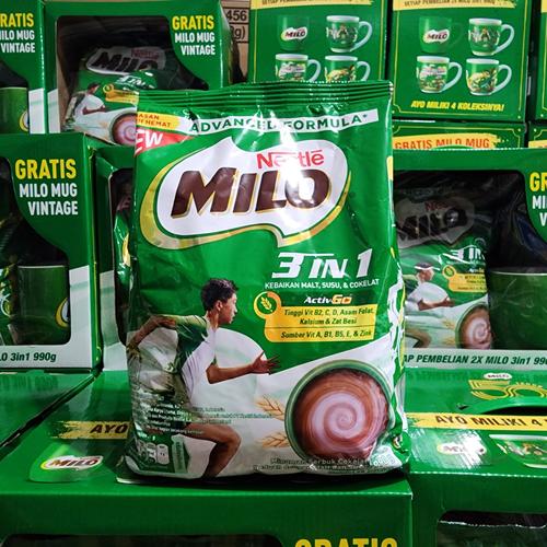 Jual MILO 3in1 ACTIV-GO Susu Coklat Pouch 1kg - 990gr DEC 2024 - Kab ...