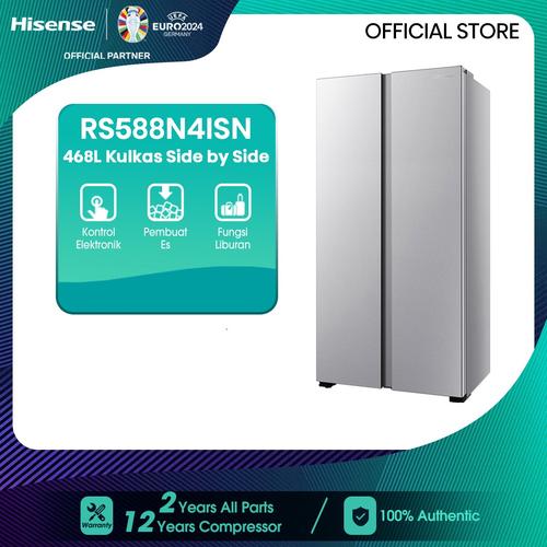 Promo HISENSE RS588N4IGN KULKAS SIDE BY SIDE 468L RS588 INVERTER SILVER ...