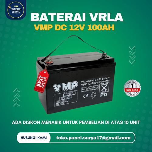Jual baterai vmp 12v 100ah deep cycle aki kering 12v 100ah baterai ups ...