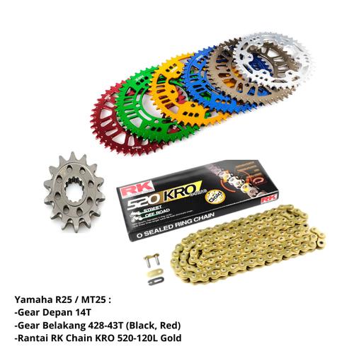 Jual Paket Gear Gir Set Depan Belakang Rantai Yamaha R25 R 25 MT25 MT ...