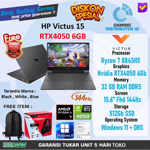 Promo Laptop HP Victus 15 RTX4050 6Gb Ryzen 7 8845HS 32Gb 512Gb W11 OHS ...
