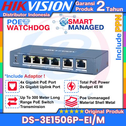 Jual Poe Switch 4 Port Hikvision DS-3E1506P-EI/M Smart Managed Support WatchDog Original Garansi ...