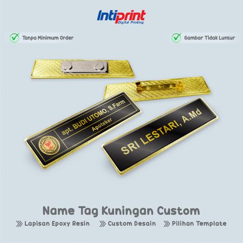 Jual Name Tag Magnet Kuningan Gold / Nametag Peniti Kuningan Nameplate ...