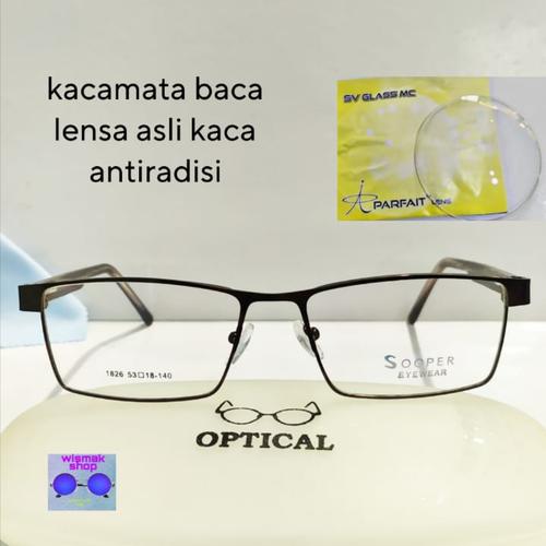 Jual kacamata baca plus big size lensa kaca asli - Hitam, plus225 ...