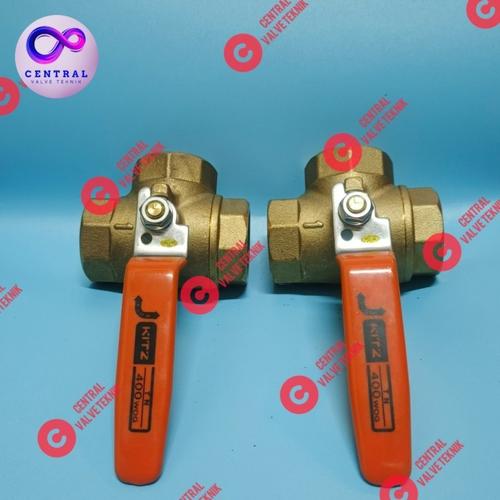 Jual Ball Valve KITZ 3 Way 1" Inch kuningan / Stop kran 3 Jalur Arah ...