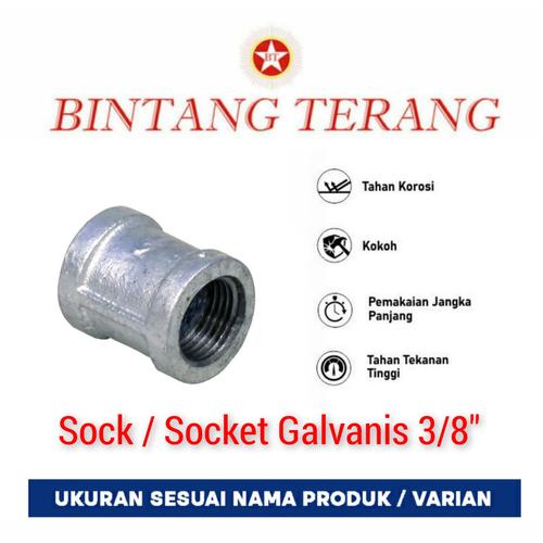 Jual Sok Besi Galvanis 3/8" / Sok Drat Dalam Besi / Sock Besi / Soket ...