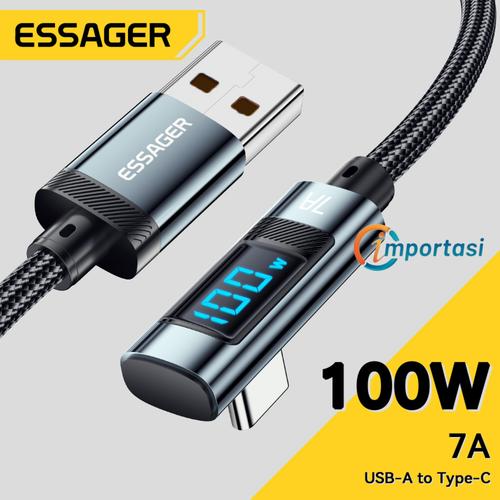 Jual ESSAGER Kabel Data Fast Charging USB to Type C LED Display 7A 100W ...