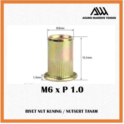Jual Mur Rivet Nut M6 Rivnut M 6 Nut Rivet 6mm Nutsert Insert Tanam ...