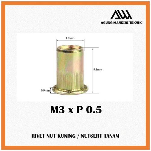 Jual Mur Rivet Nut M3 Rivnut M 3 Nut Rivet 3mm Nutsert Insert Tanam ...
