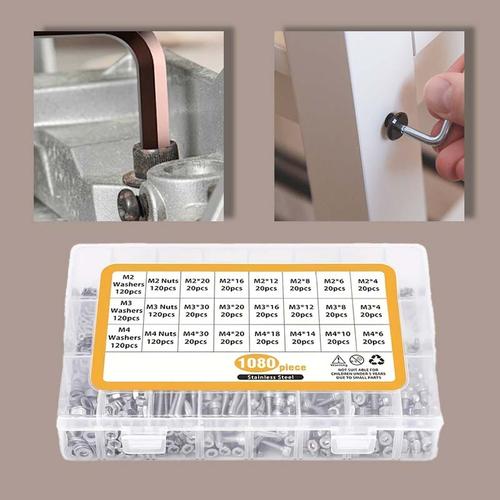 Jual 1080pcs/set Baut Soket Mur Dan Mur M2/m3/m4 Stainless Steel Hex ...
