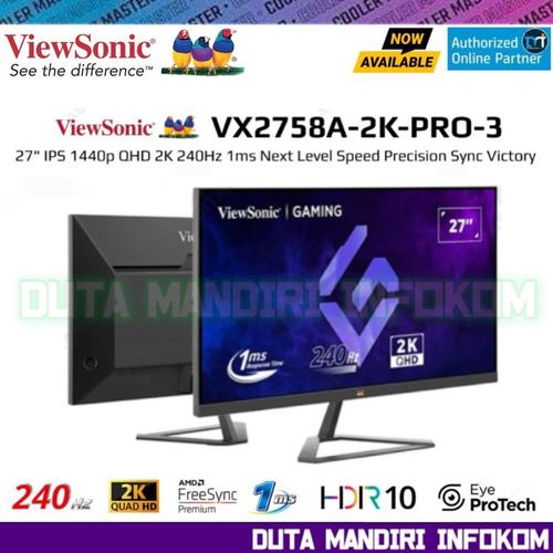 Promo ViewSonic VX2758A 2K PRO 3 27" Inch - QHD 2K IPS 240Hz 1ms HDMI DP FreeSync Premium HDR10 ...