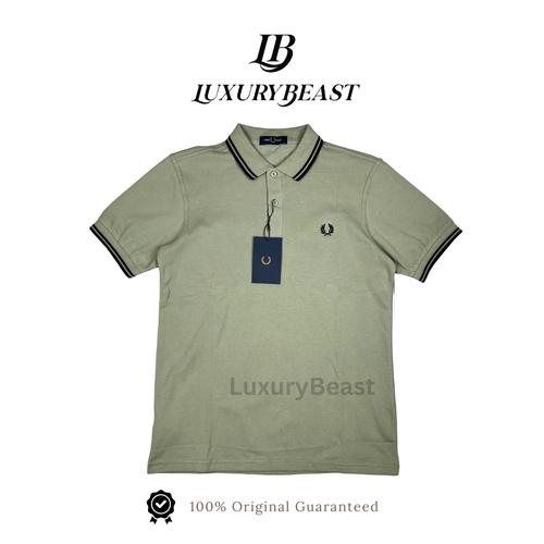 Promo Fred Perry Black Black Twin Tipped Polo T-Shirt Olive Green - XL ...