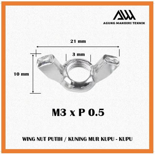 Jual Wing Nut M3 BESI - Mur Kuping M3 - Mur kupu kupu 3mm - Wingnut M3 ...