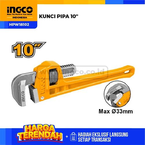 Jual Kunci Pipa 10" Inch INGCO HPW18102 Heavy Duty Besi Pipe Wrench ...