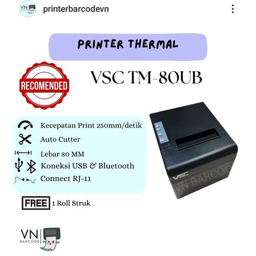 Jual PRINTER THERMAL 80MM VSC TM-80UB SUPPORT MOKAPOS (USB+BLUETOOTH ...
