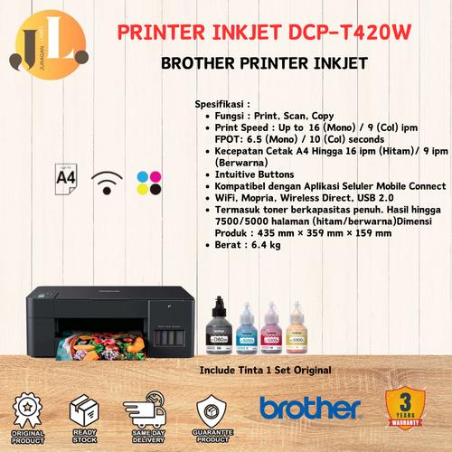 Jual Printer Brother DCP-T420W Ink Tank Colour All In One T420 Wifi ...