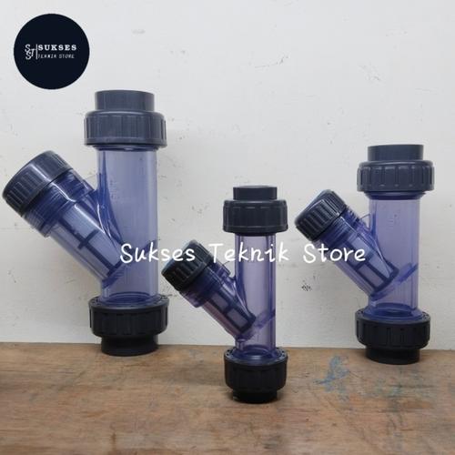 Jual Y Strainer PVC ukuran 4" inch / DN100 Saringan Y bening Transparan ...