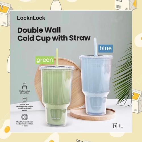 Jual Lock n Lock Double Wall Cold Cup with Straw Botol Minum 1L 1000ml ...