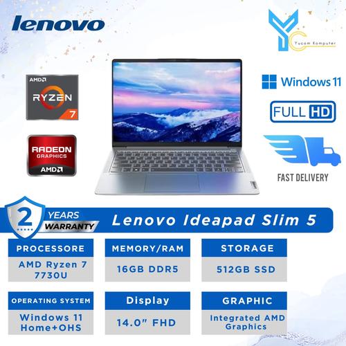 Jual Lenovo Ideapad Slim 5 AMD Ryz 7 - 7730U/16GB/512GB/14,0" HD/Windows 11 Home/2 Tahun ...