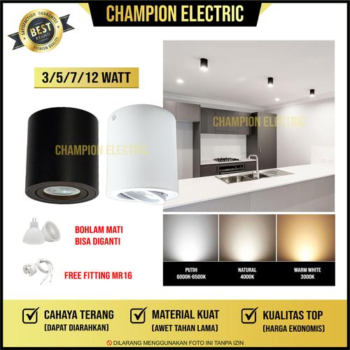 Jual Kap Lampu Sorot Outbow / Downlight Spot Light Plafon + Fitting MR16 - body-hitam, +12W ...