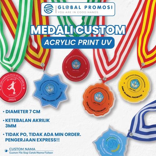 Jual (Tanpa PO) Custom Medali Akrilik 3MM Print UV Cetak 2 sisi Wisuda ...