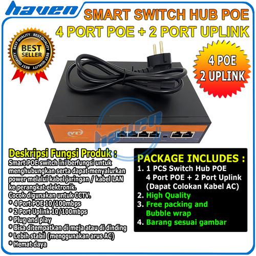 Promo Switch Hub POE 4 Port + 2 / POE Switch Hub POE 4+2 Port / POE ...