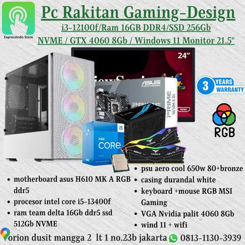 Jual PC RAKITAN GAMING - Design intel core i5-13400f Ram 16Gb (2x8Gb ...