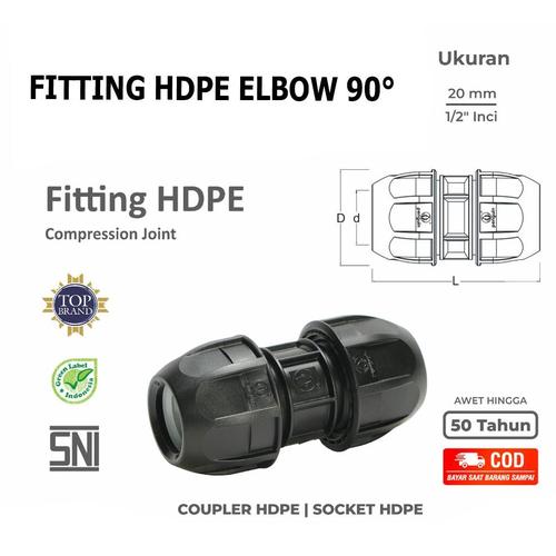 Jual Fitting HDPE Straight Coupler Ukuran 20 × 20 MM × 1/2 " Inch Sambungan Pipa HDPE - Jakarta ...