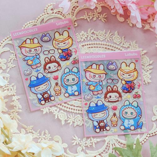 Jual Leendoodles - Matsuri, MooDeng & Labubu Transparent Sticker Sheet ...