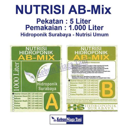 Jual Hidroponik Surabaya Nutrisi Ab Mix 5 L - Abmix Daun Buah Selada ...