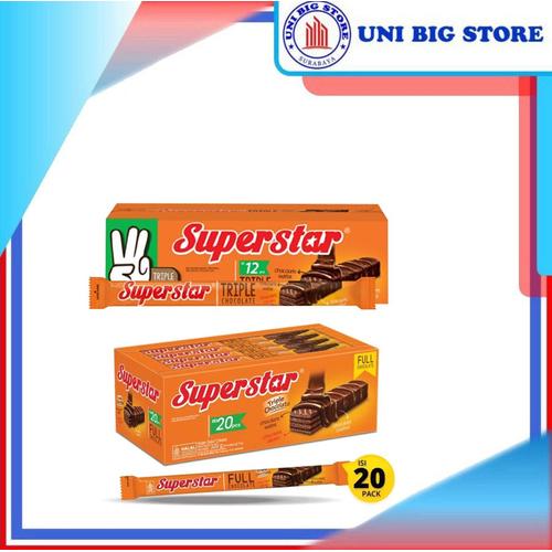 Jual Superstar Wafer Super Star Coklat Triple Chocolate 16 gr x 12 Pcs ...