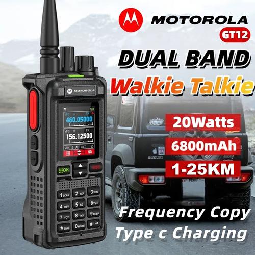 Jual HT Motorola GT12 Walkie Talkie Radio Dua Arah U/V Dual Band Jarak Jauh 25KM Daya Tinggi 20W ...