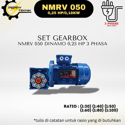 Jual SET NMRV 050 + motor 0.25 hp 3 phase worm gear / gearbox / gearbox reducer - Kota Surabaya ...
