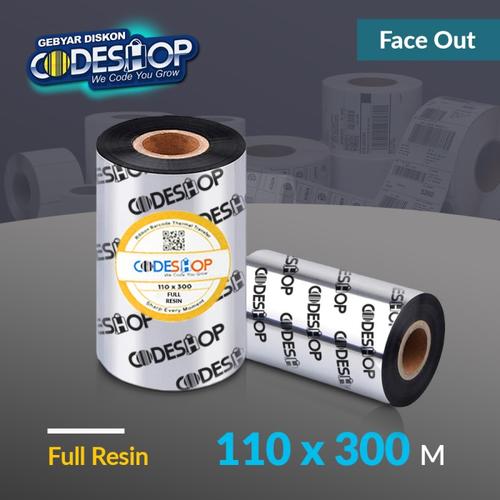 Jual Ribbon Barcode Full Resin 110mm x 300M Codeshop Tinta Hitam Face ...