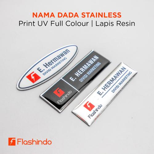 Jual Nama Dada / Name Tag Stainless Resin UV Print Magnet | Desain ...