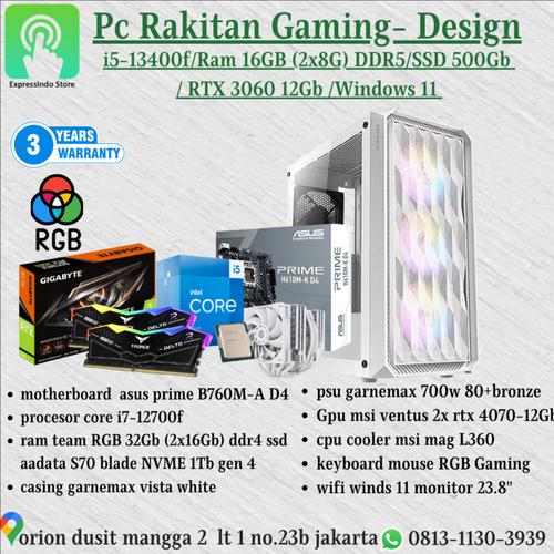 Jual PC RAKITAN Gaming - Design i5-13400F Ram 16Gb (2x8Gb) ddr5 ssd ...