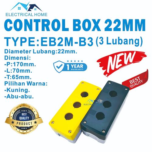 Jual Control Box Push Button 22mm 3 Lubang Abu-abu / Kuning MODEL BARU ...