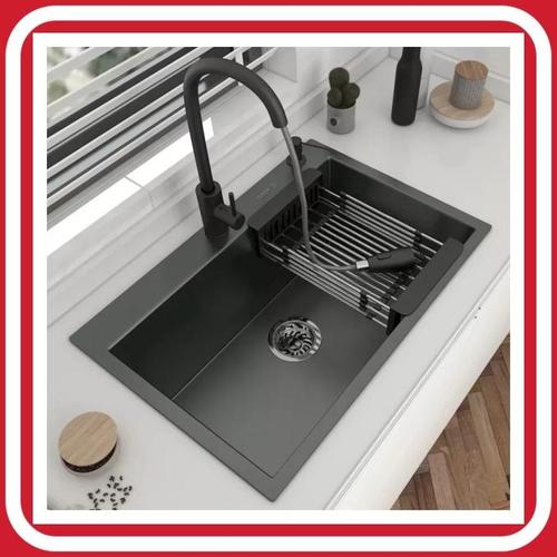Jual Kitchen Sink JKM 6045 Black/Hitam Stainless Original Paket Lengkap ...