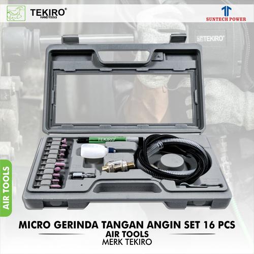Jual Micro Gerinda Tangan Angin Set 16 Pcs Merk Tekiro AT-AG1132 Air ...