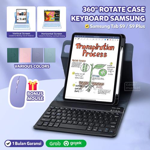 Jual Rotate Keyboard Case for Samsung Tab S9 FE FE+ Casing Slot Pen ...