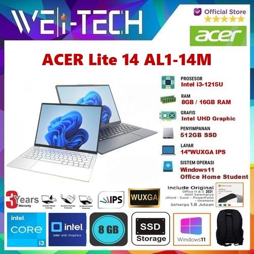 Promo ACER Lite 14 AL1-14M i3-1215U 512GB SSD 14"WUXGA IPS W11 OHS ...