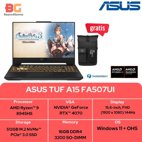 Jual ASUS TUF GAMING A15 FA507UI RYZEN 9 8945H RTX4070 16GB 1TB W11+OHS ...