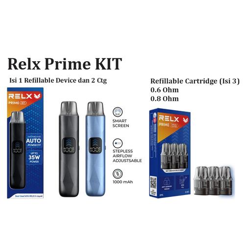 Jual Relx Prime Kit - 1 Device dan 2 Ctg - Refillable Cartridge 0.6OHM ...