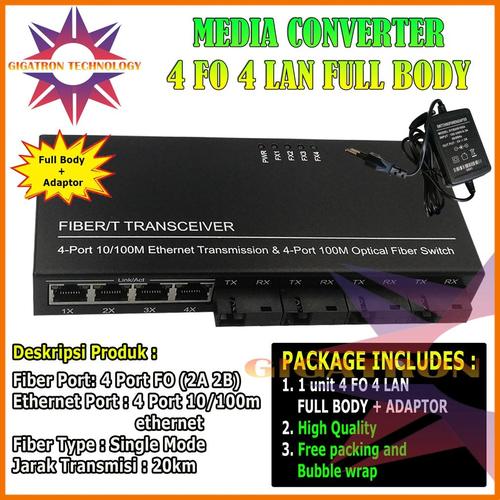 Jual Media Converter Fiber Optic 4 Port FO 4 Port LAN 10/100 Full Body ...