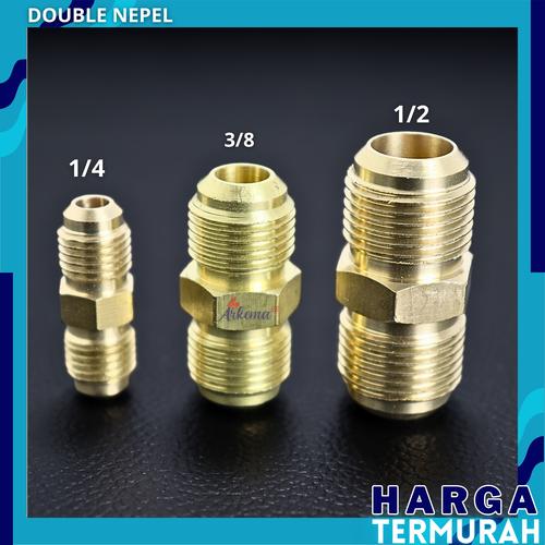 Jual NEPEL TENGAH AC | DOUBLE NEPEL | DOBEL NEPEL | SAMBUNGAN PIPA AC DOUBLE | NUT 1/4 3/8 1/2 ...