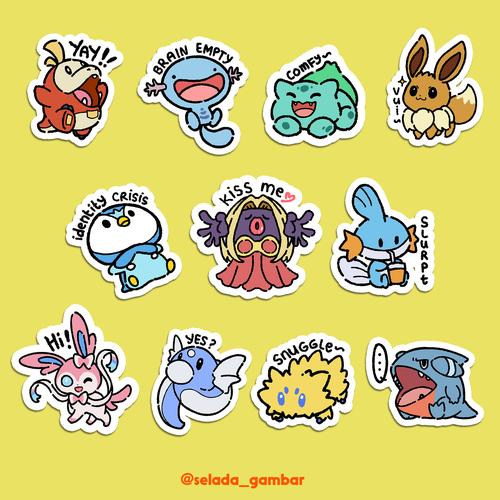 Jual Pokemon Stiker besar 10cm, dove laminasi, tahan air SET 2 (Selada ...