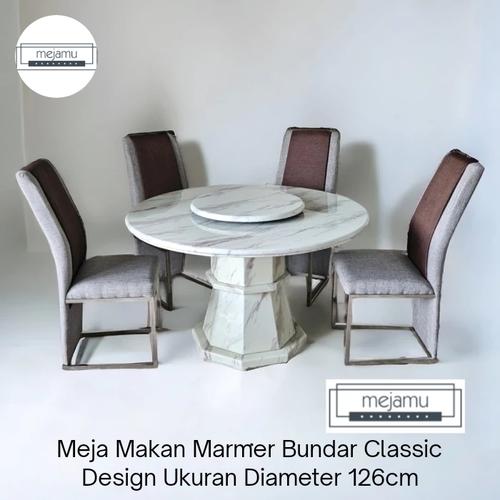 Jual Meja Makan Marmer Bundar / Round Marble Dining Table Model Classic ...