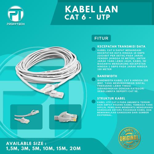 Jual Kabel Lan Cat 6, UTP ORIGINAL" ProffTech. 10 Meter. Qualitas ...