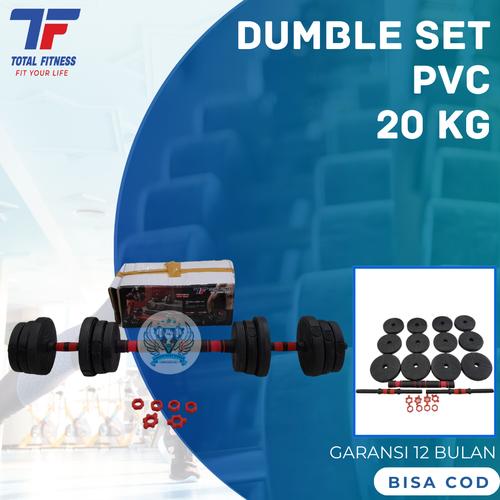 Jual Alat Angkat Beban Dumble Set Plastik 20 Kg Barbel Set Total Fitness Dumbbell PVC - Kota ...